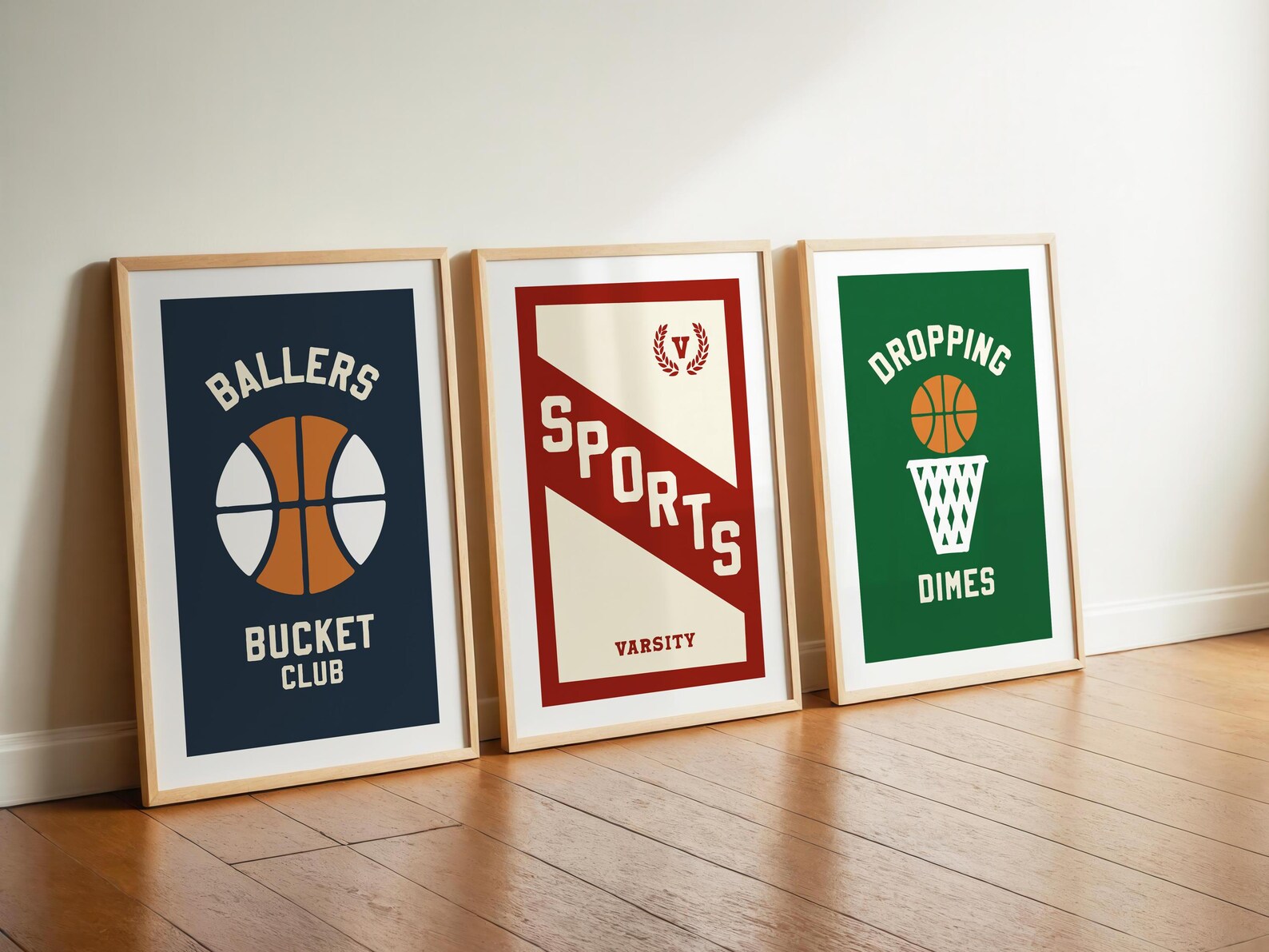 Retro Sports Prints Basketball Art Prints Set of 3 Basketball Posters ...