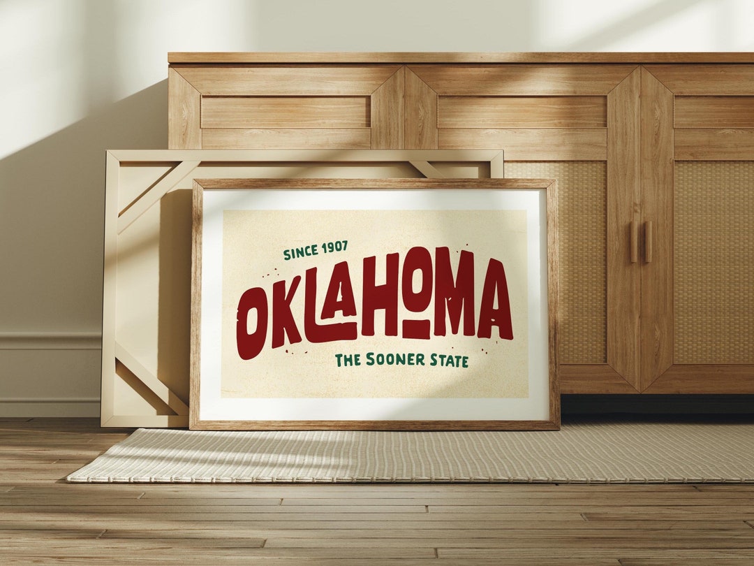 Retro Oklahoma Art Print, Sooner State Wall Decor - Etsy
