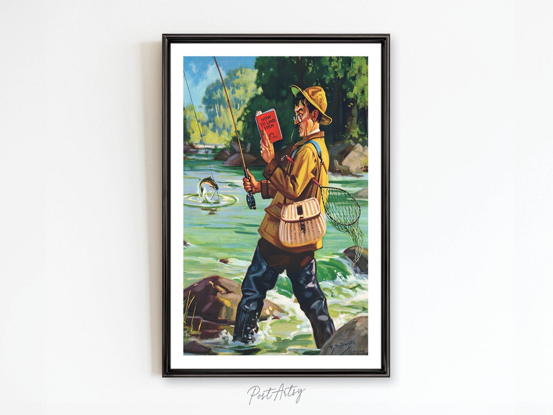 Vintage Fly Fishing Poster Retro Fishing Print Travel Poster Art ...