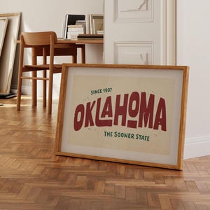 Retro Oklahoma Art Print Sooner State Oklahoma Poster Oklahoma Wall ...