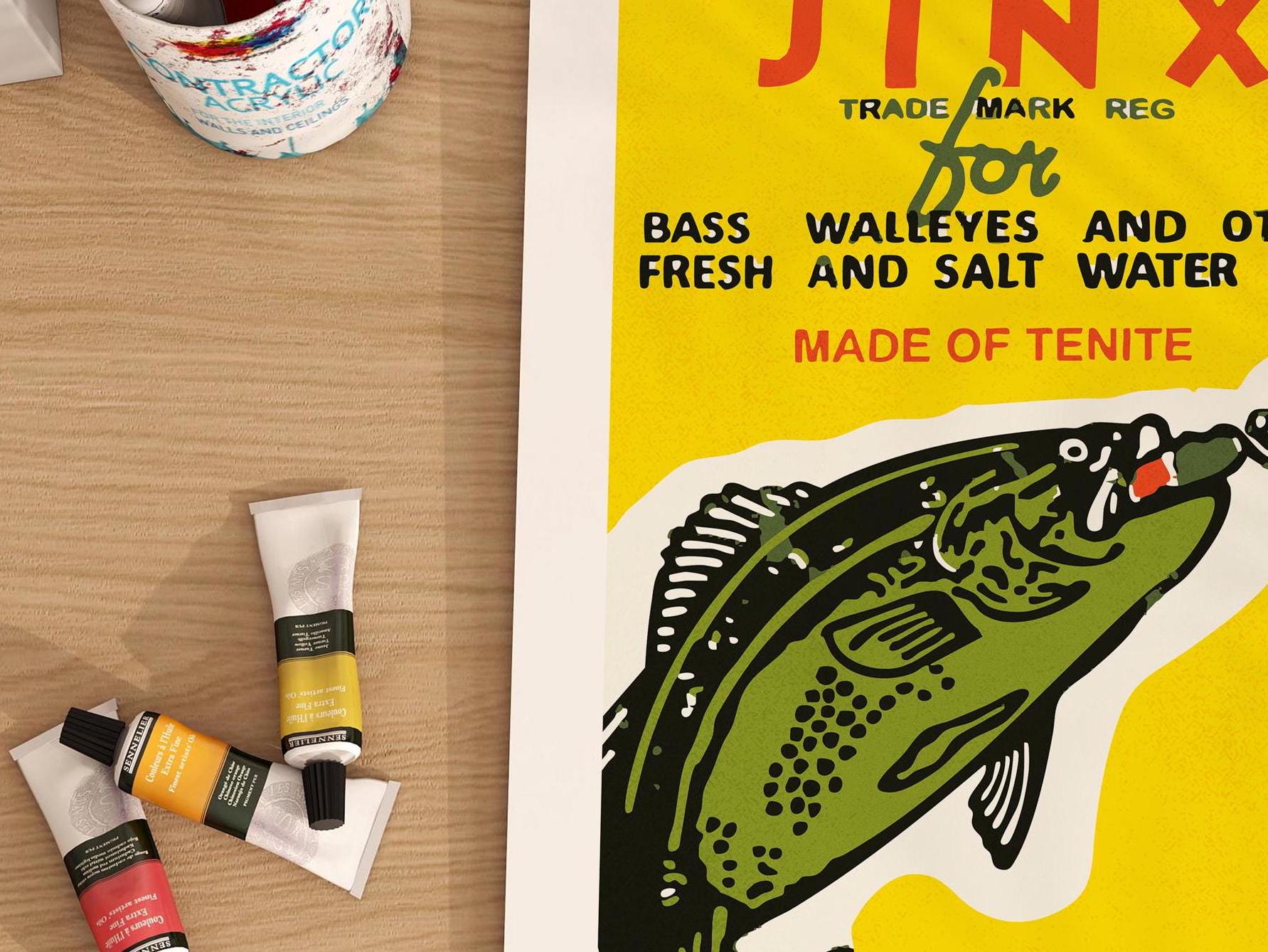 Retro Fishing Lure Prints Fishing Art Poster Set of 2 Fishing Wall ...