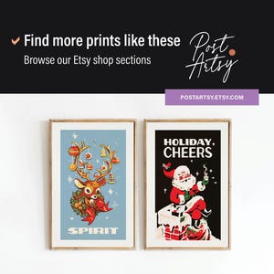 Retro Holiday Art Santa Print Christmas Poster Kitchen Wall Art ...