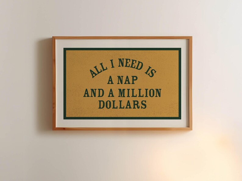 Nap + Cash Quote Print: Retro Cabin Wall Art - Etsy