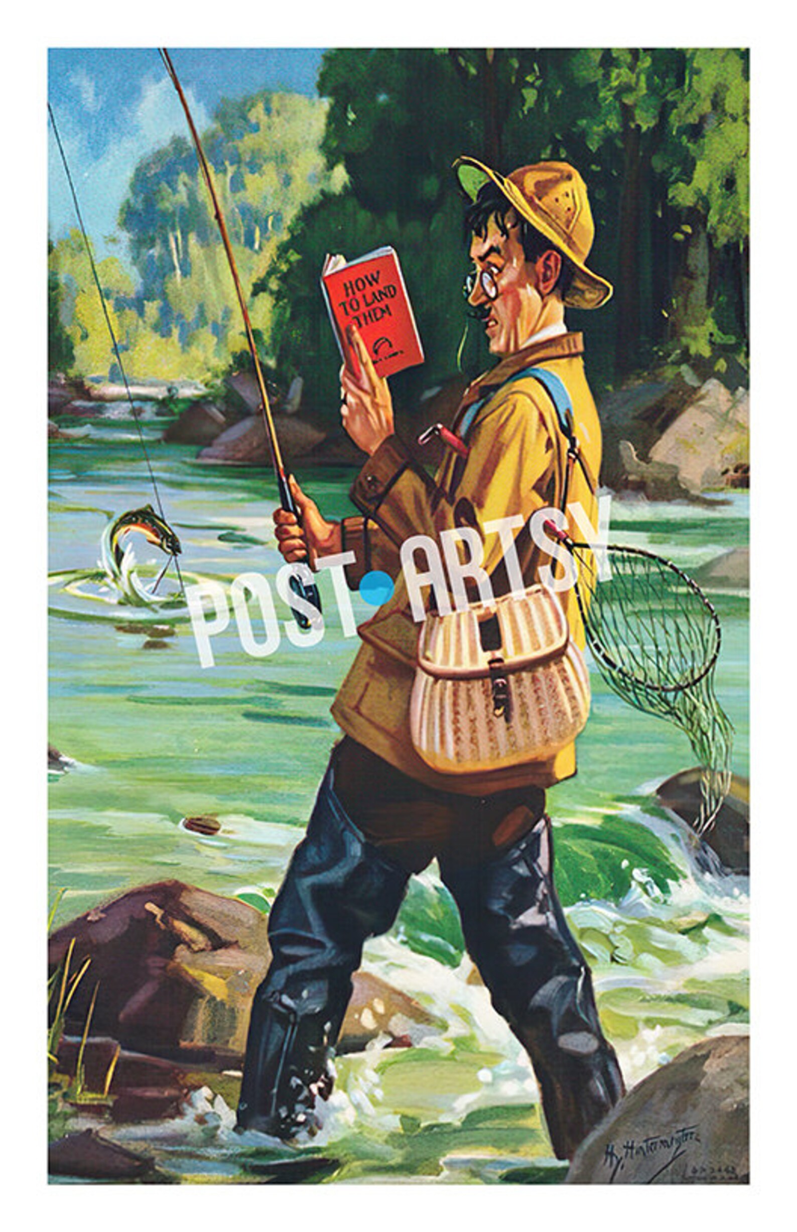 Funny Vintage Fishing Poster Funny Retro Fishing Print - Etsy