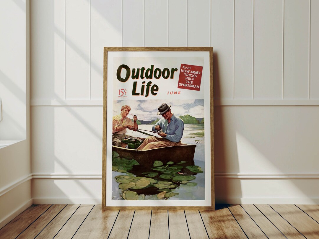 Retro Fishing Poster Vintage Fishing Print Angler Wall Decor Lake ...