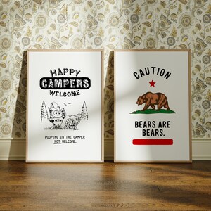 Camping Bathroom Print Funny Camper Art Retro Camping Wall Art Travel ...