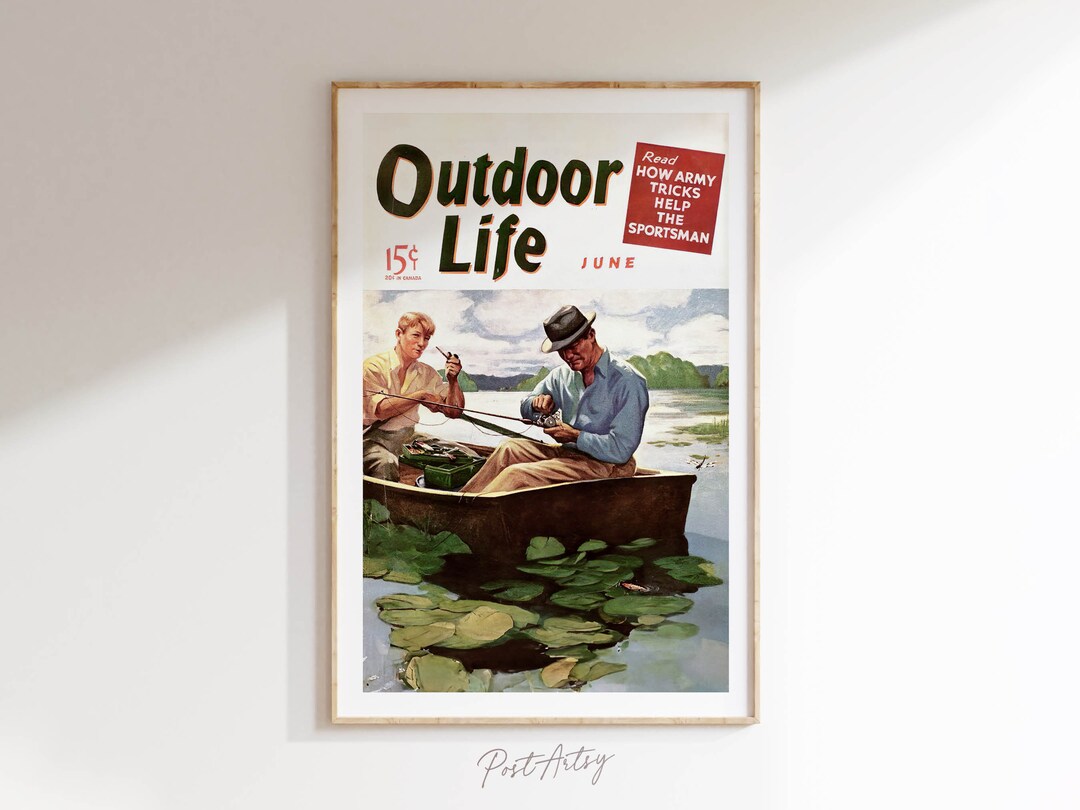 Retro Fishing Poster Vintage Fishing Print Angler Wall Decor Lake ...