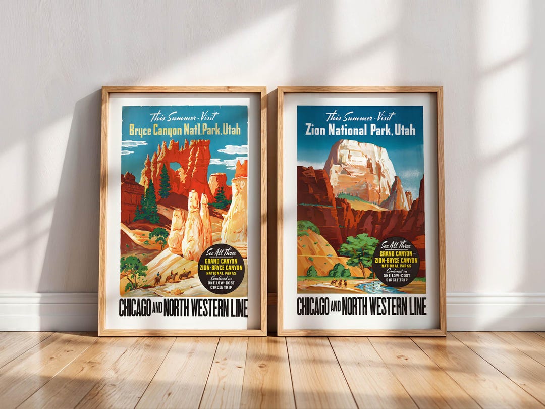 National Park Prints Retro Utah Posters Gift for Traveler Set of 2 ...