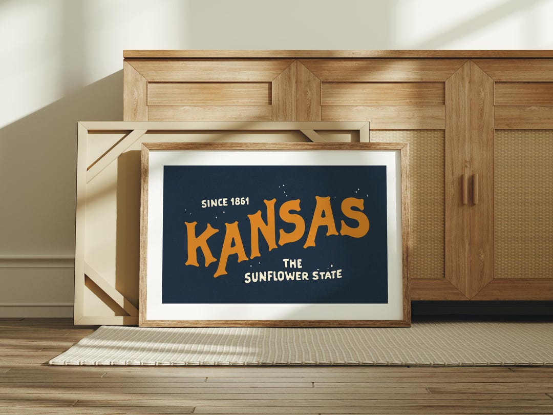 Retro Kansas Art Print Sunflower State Kansas Poster Kansas Wall Art ...