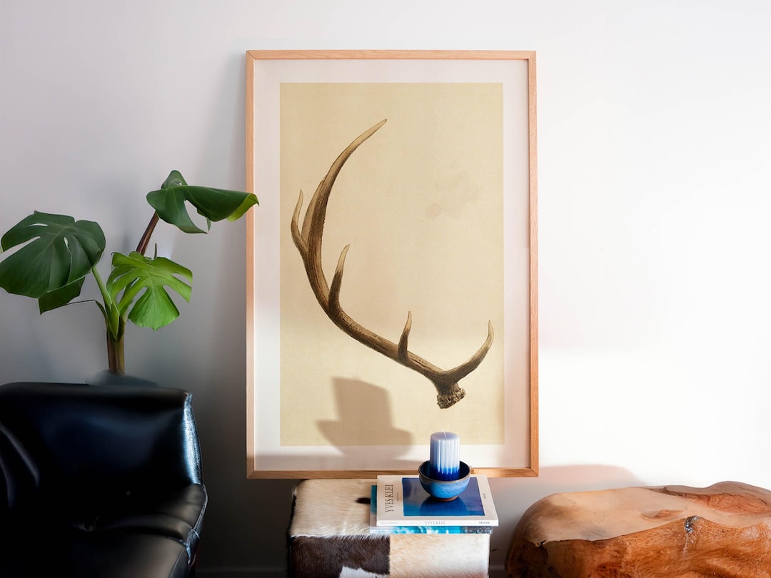 Retro Deer Antler Print, Western Home Office Decor - Etsy