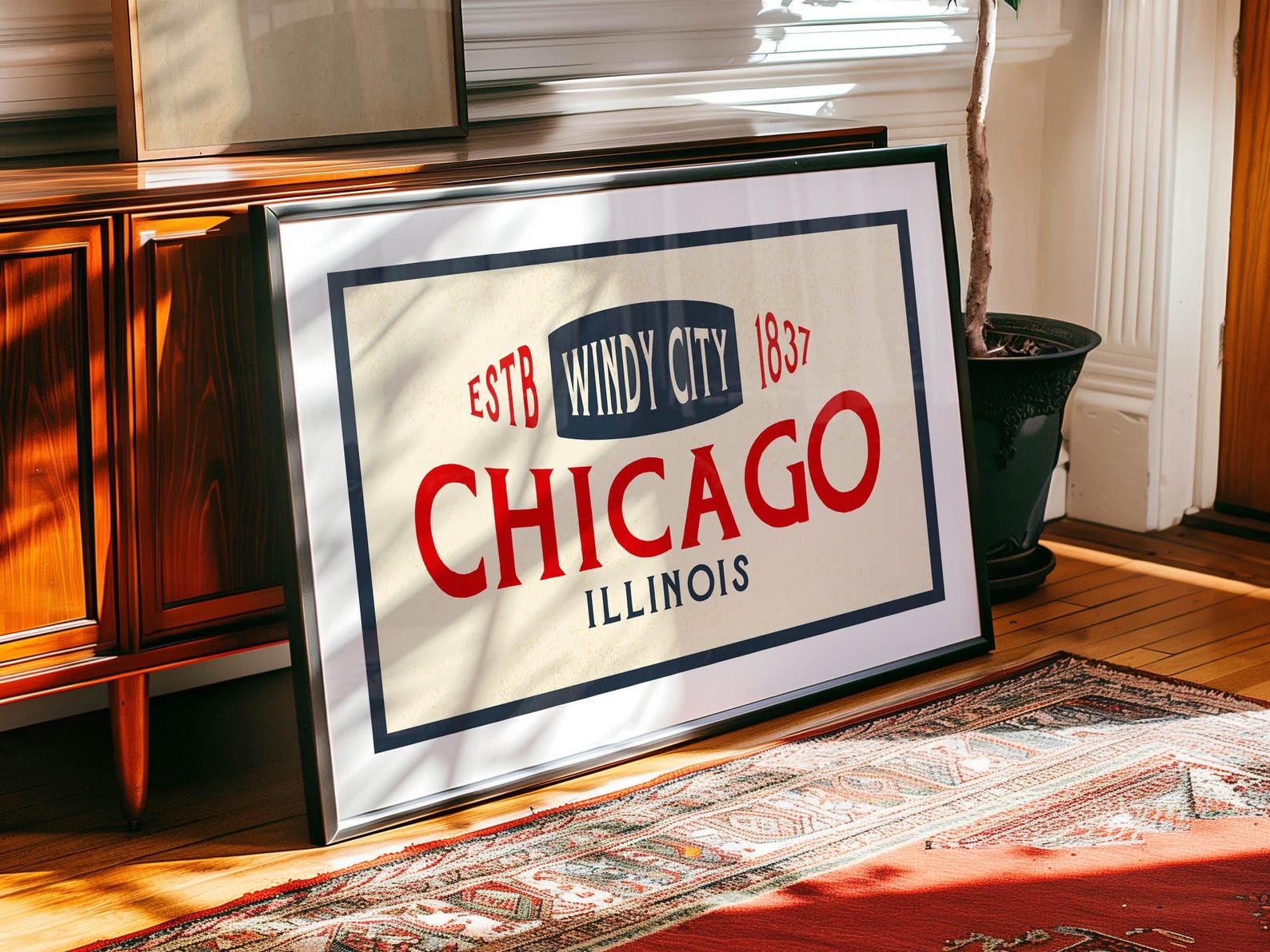 Windy City Print: Retro Chicago Art Poster Chicago Decor Home State ...
