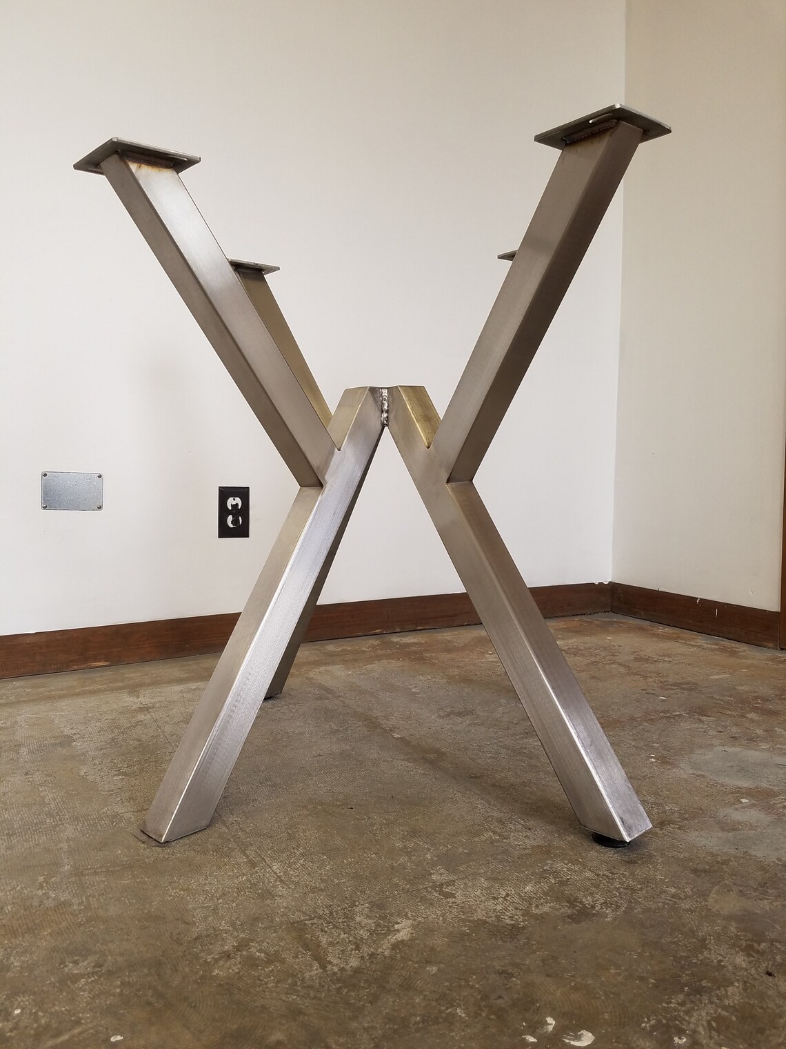 Brushed Stainless W-shaped Trestle/pedestal Table Base/legs - Etsy