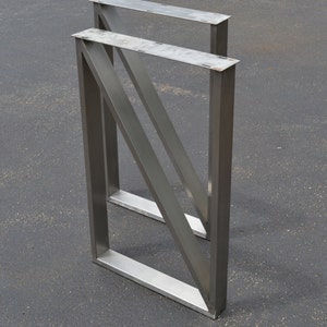 Brushed Metal Stainless Cross Brace Table/bench/desk Legs - Any Size ...