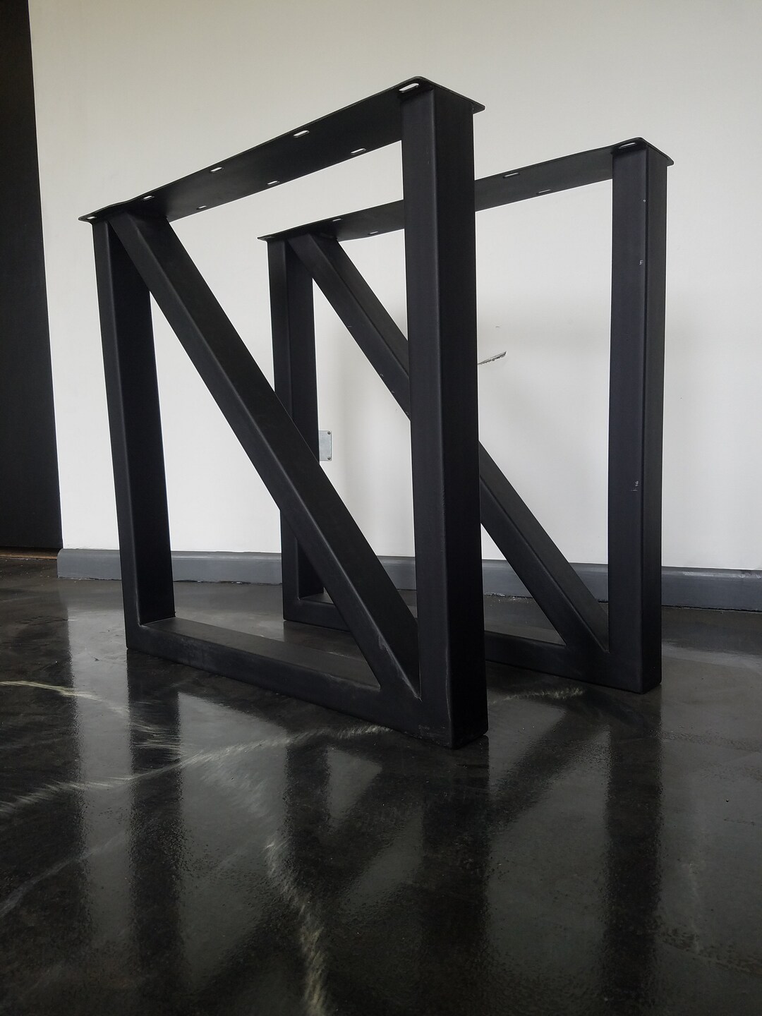 Steel Metal Table Legs, Rectangular Cross Brace Style - Any Size/color ...