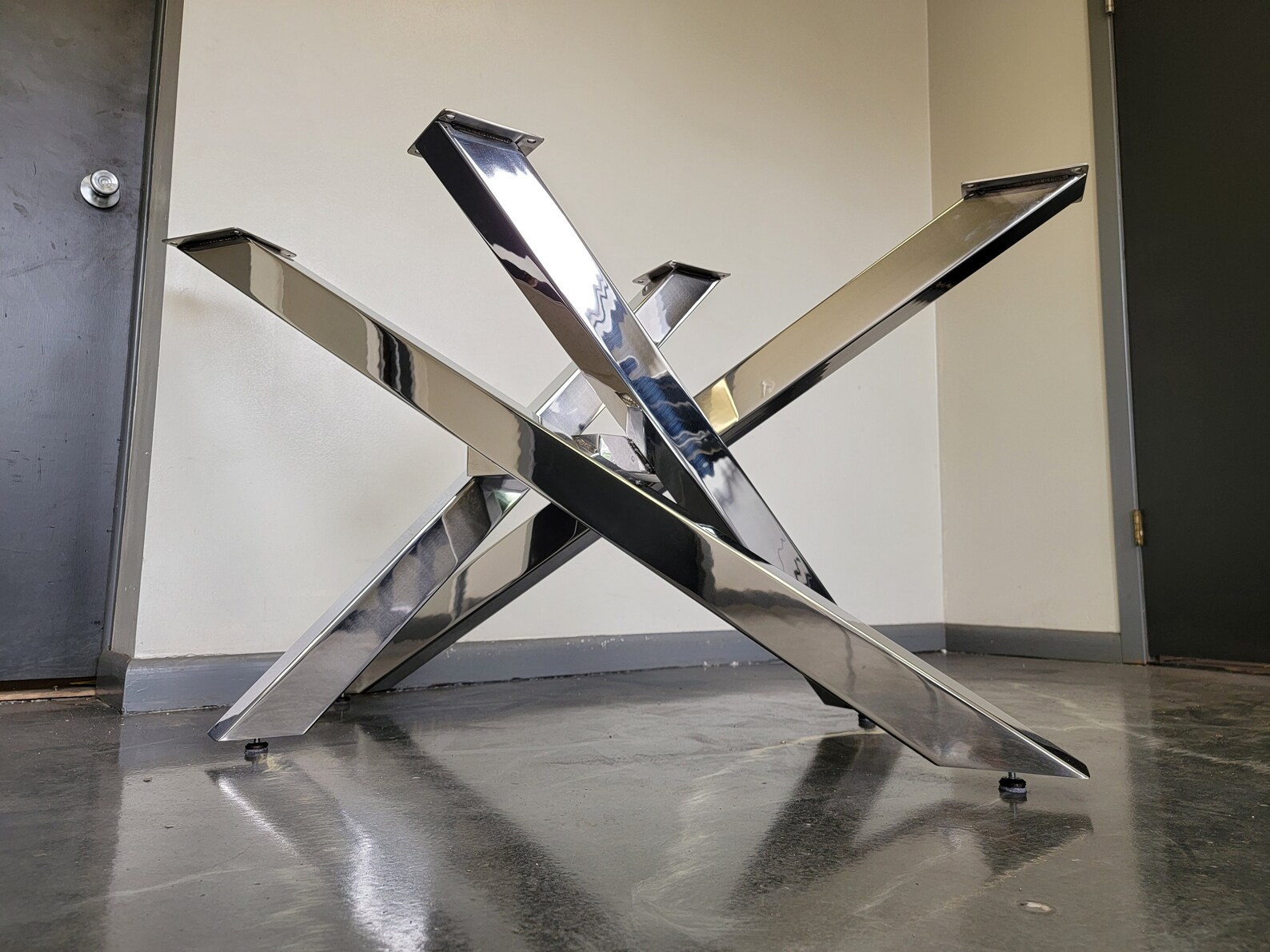 Polished Stainless Criss Cross Style Metal Table Base Any - Etsy España