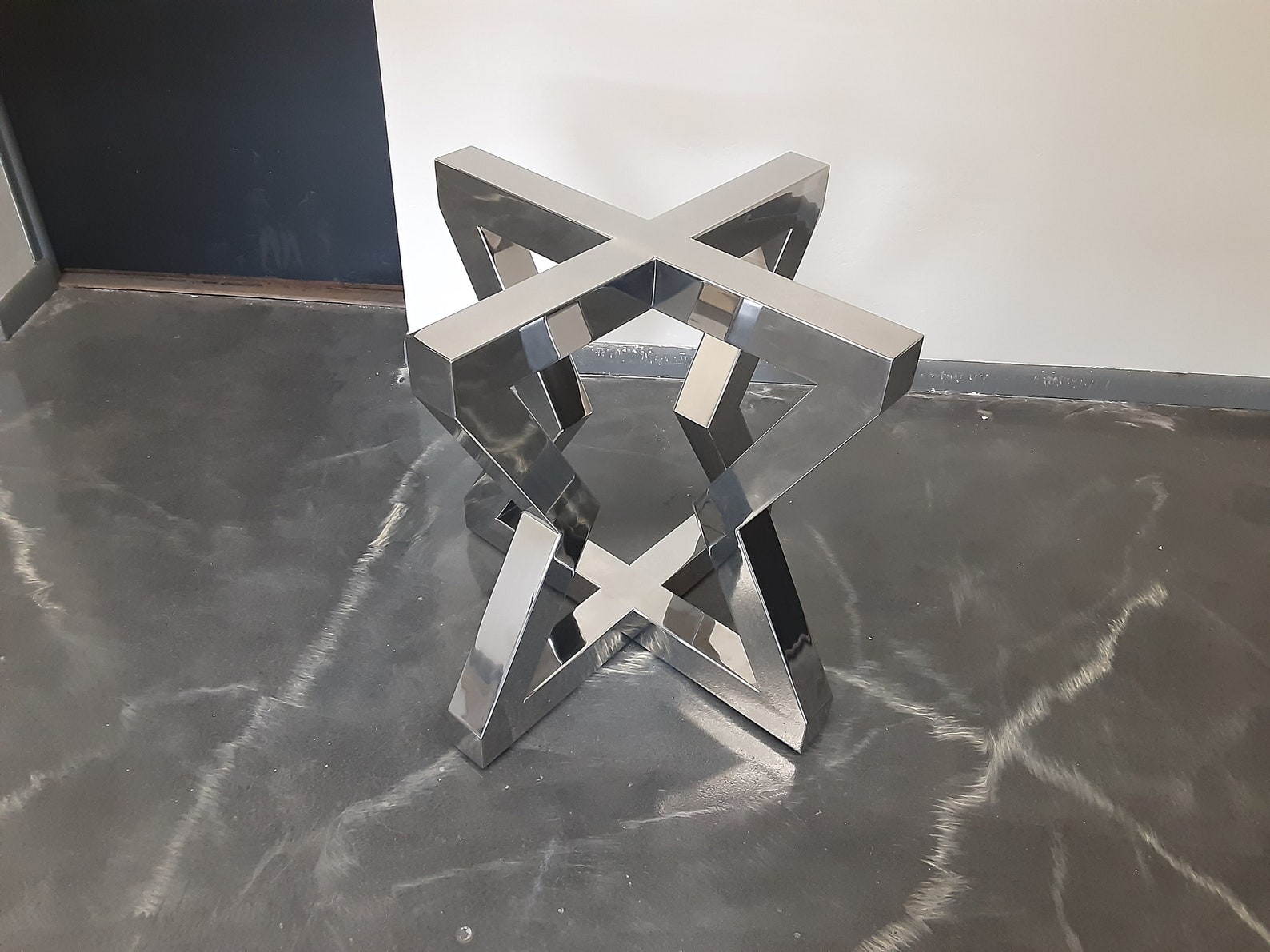 Polished Stainless Hourglass Style Metal Table Base Any | Etsy