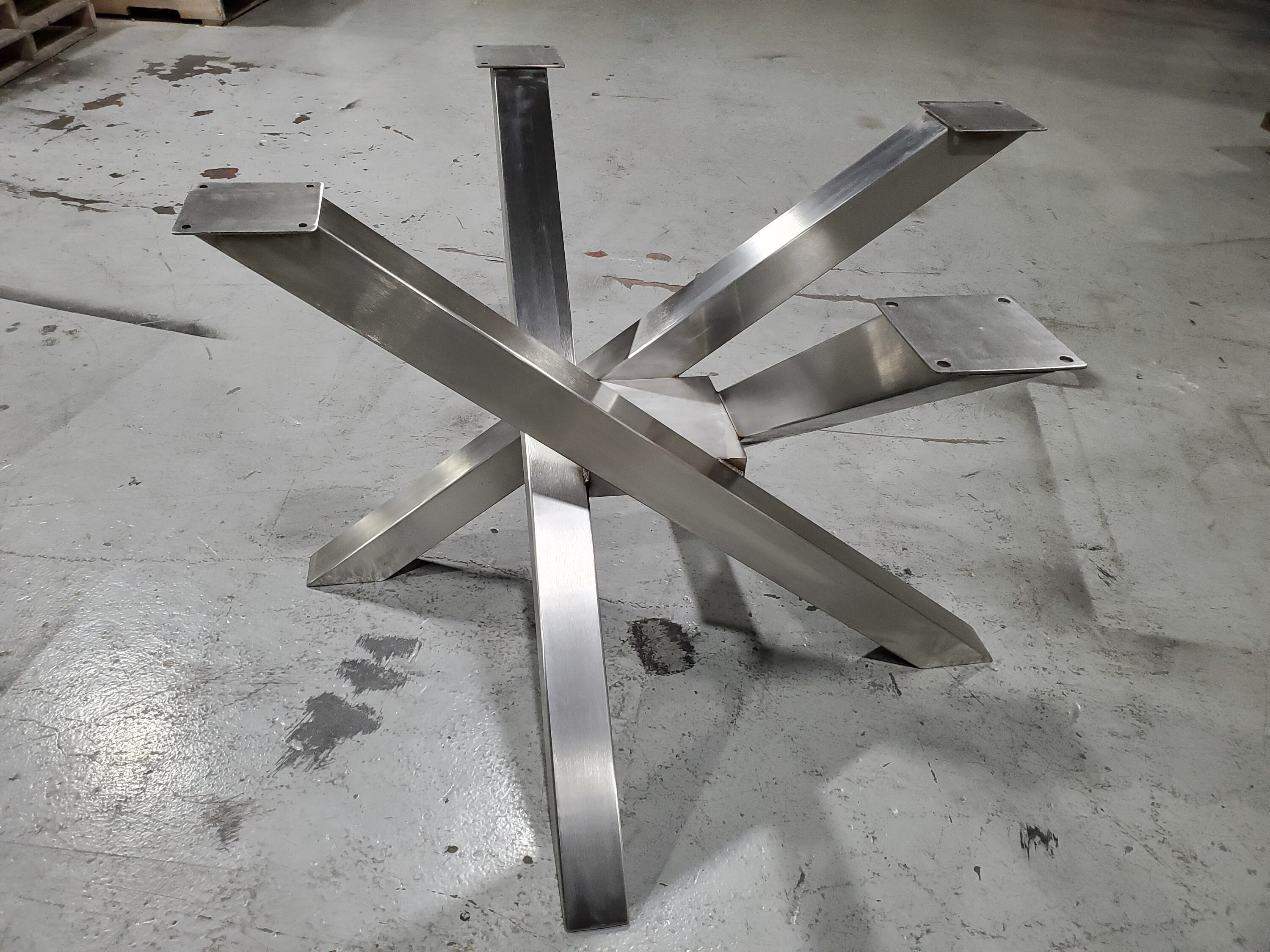 Brushed Stainless Criss Cross Style Metal Table Base Any | Etsy