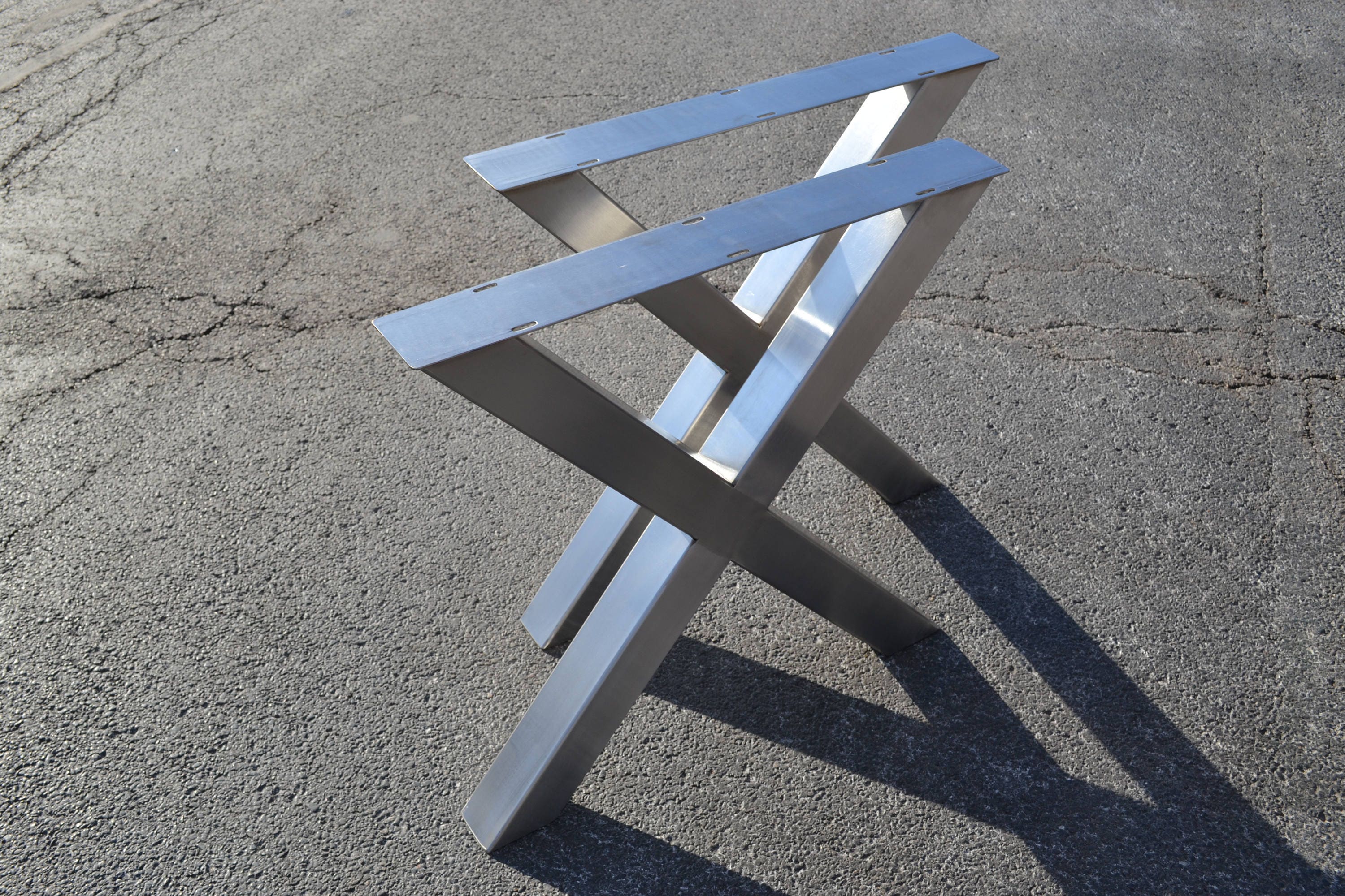 Brushed Stainless Metal Table Legs, X-frame Style - Any Size! - Etsy
