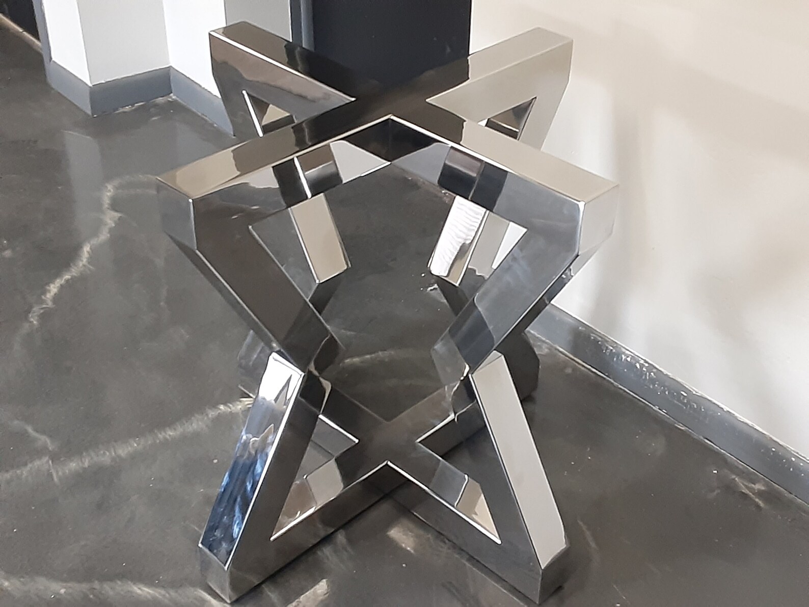 Polished Stainless Hourglass Style Metal Table Base Any | Etsy