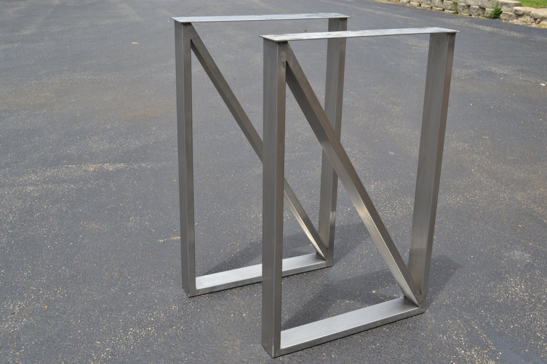 Brushed Metal Stainless Cross Brace Table/bench/desk Legs - Any Size ...