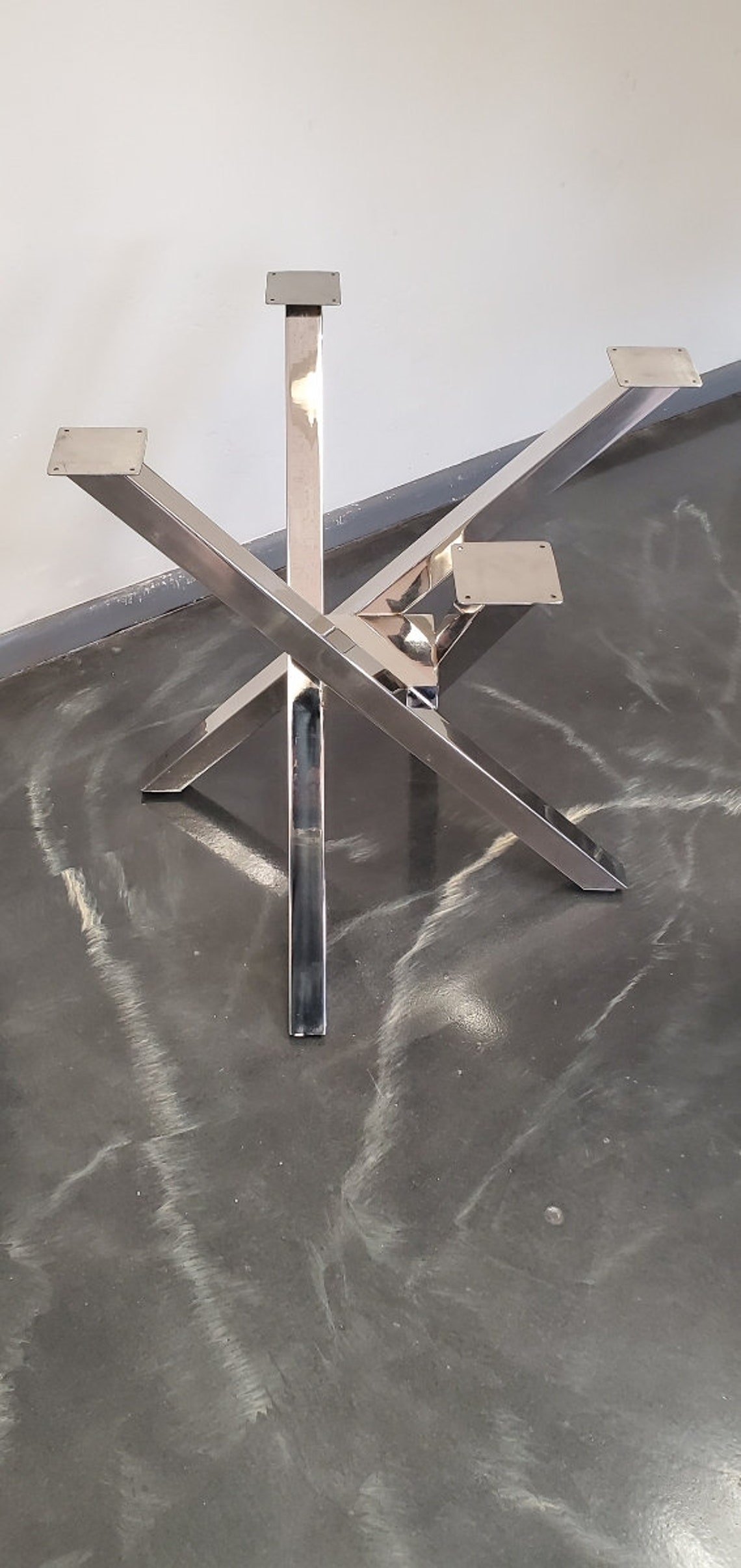 Polished Stainless Criss Cross Style Metal Table Base Any - Etsy España