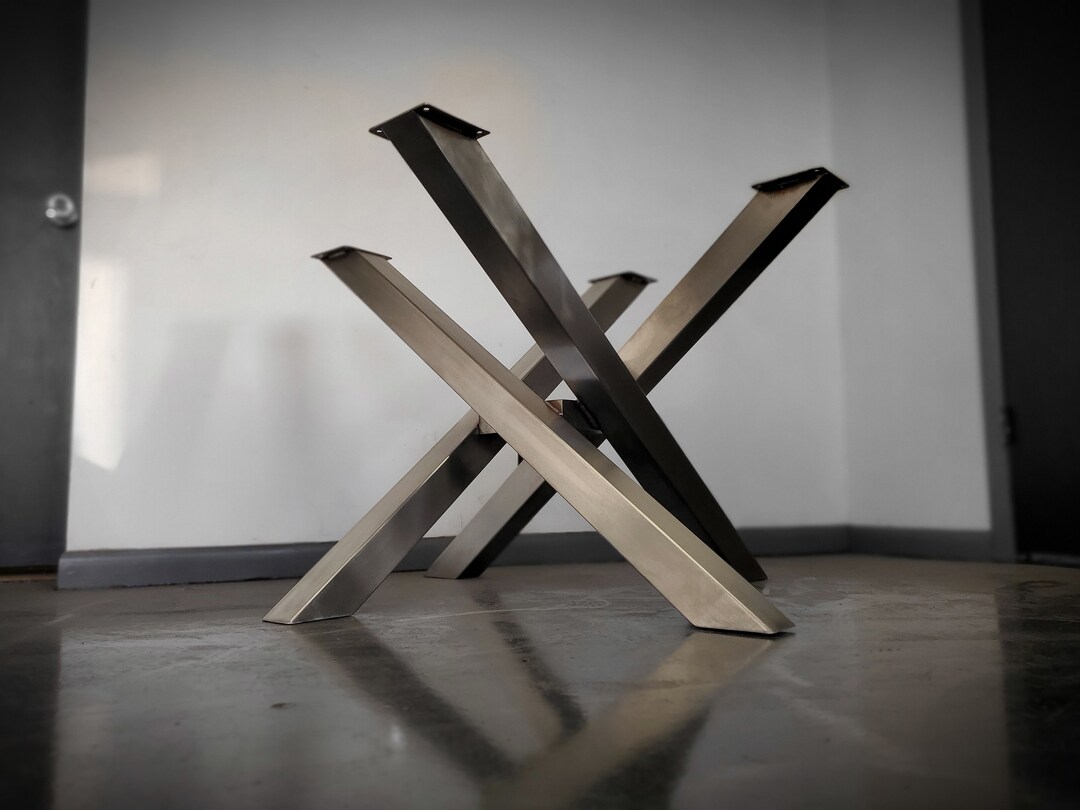 IN STOCK - Brushed Stainless Criss Cross Metal Table Base 24" W X 38" L ...