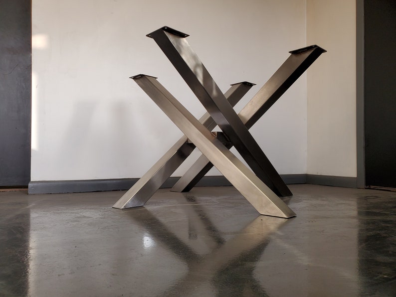 Brushed Stainless Criss Cross Style Metal Table Base Any - Etsy