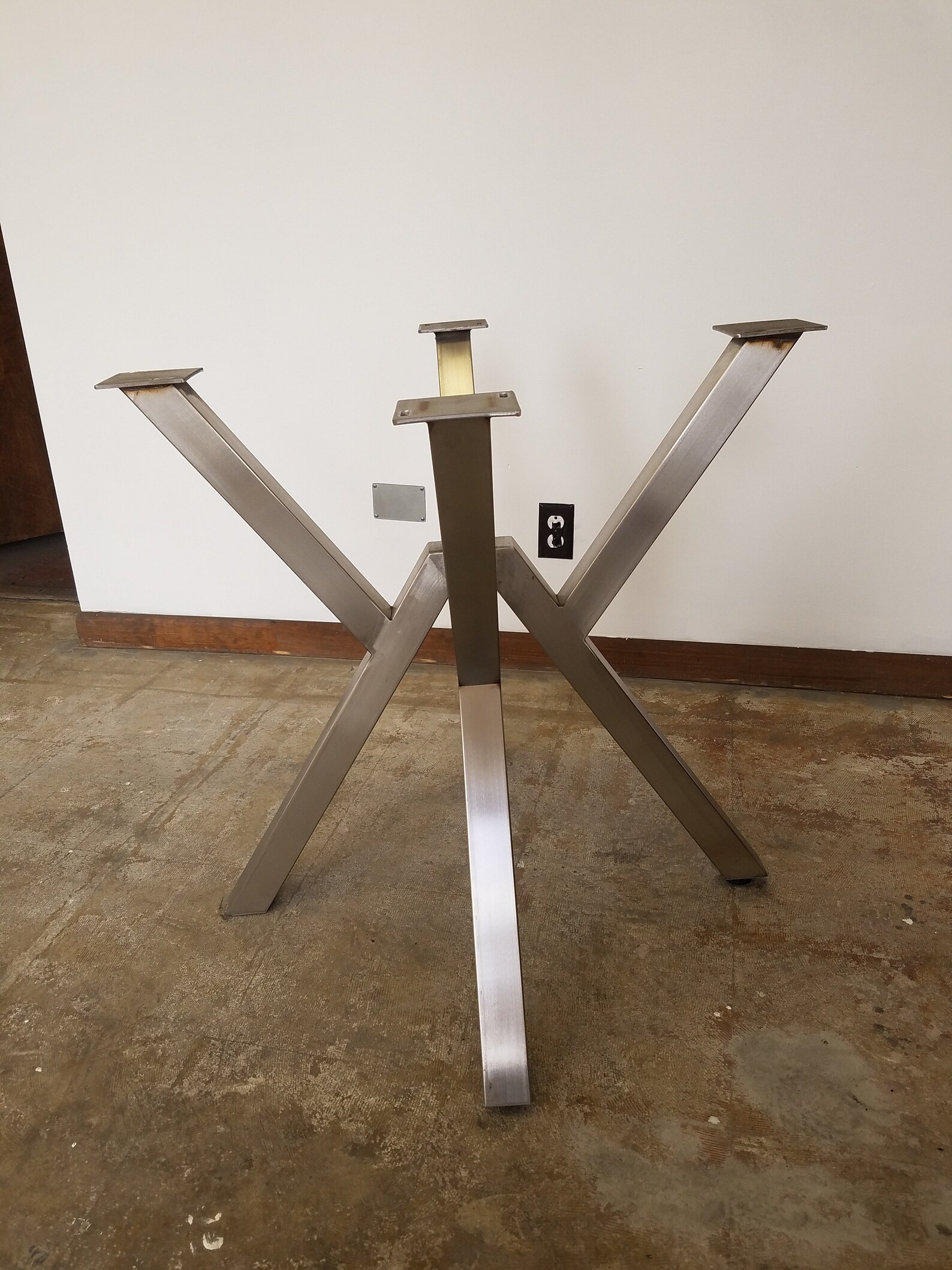 Brushed Stainless W-shaped Trestle/pedestal Table Base/legs - Etsy