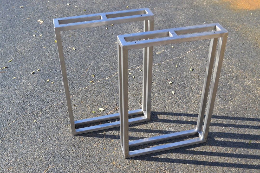 3D Rectangular Brushed Metal Stainless Table/bench/desk Legs - Any Size ...