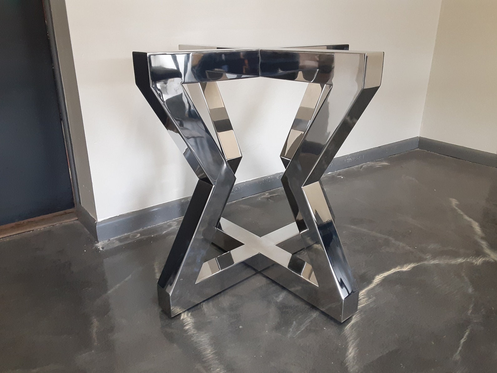 Polished Stainless Hourglass Style Metal Table Base Any | Etsy