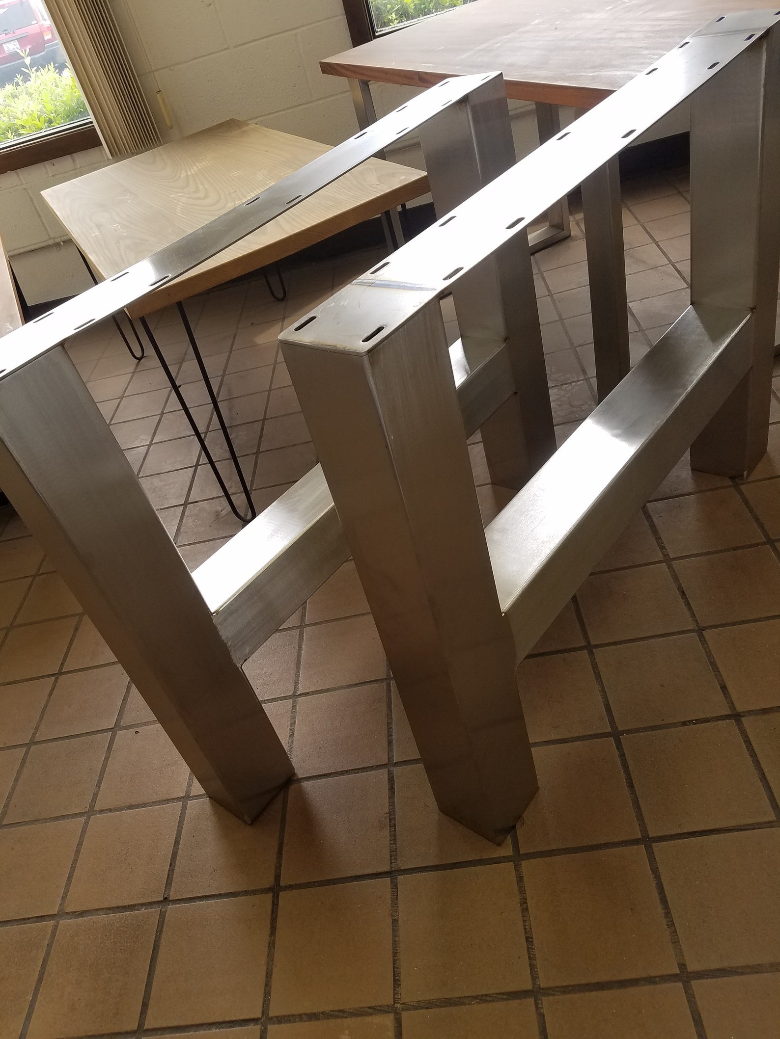 Brushed Metal Stainless Steel H-frame Table Legs Any Size - Etsy
