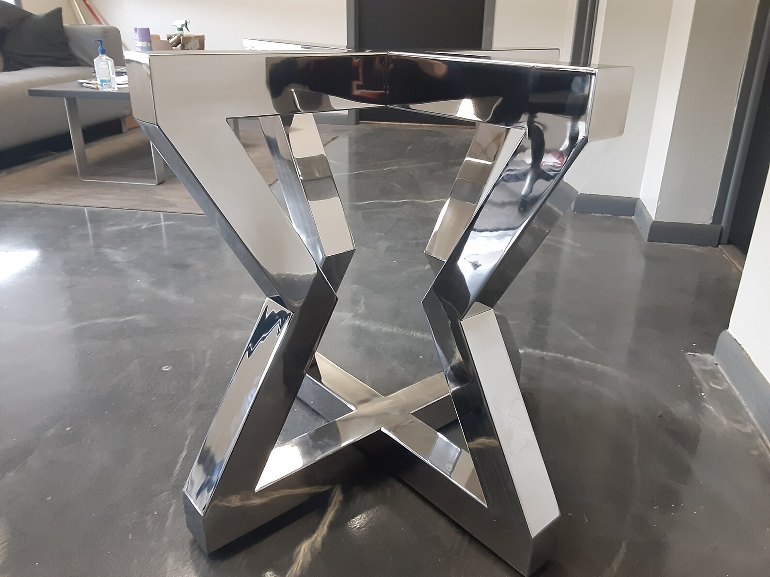 Polished Stainless Hourglass Style Metal Table Base Any | Etsy