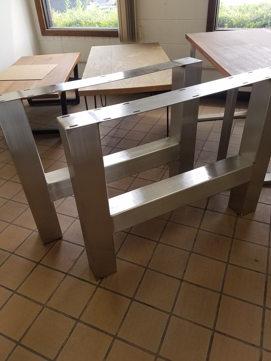 Brushed Metal Stainless Steel H-frame Table Legs Any Size - Etsy