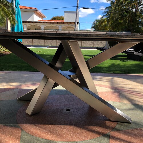 Rectangular Cross-x Metal Table Base/frame Any Size/color - Etsy