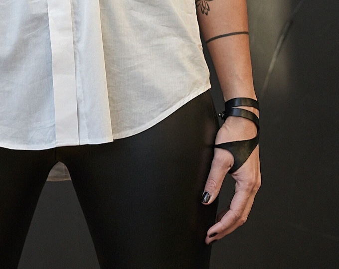 Leather Wrap Around Thumb Cuff Wrist Brace Bracelet - Etsy