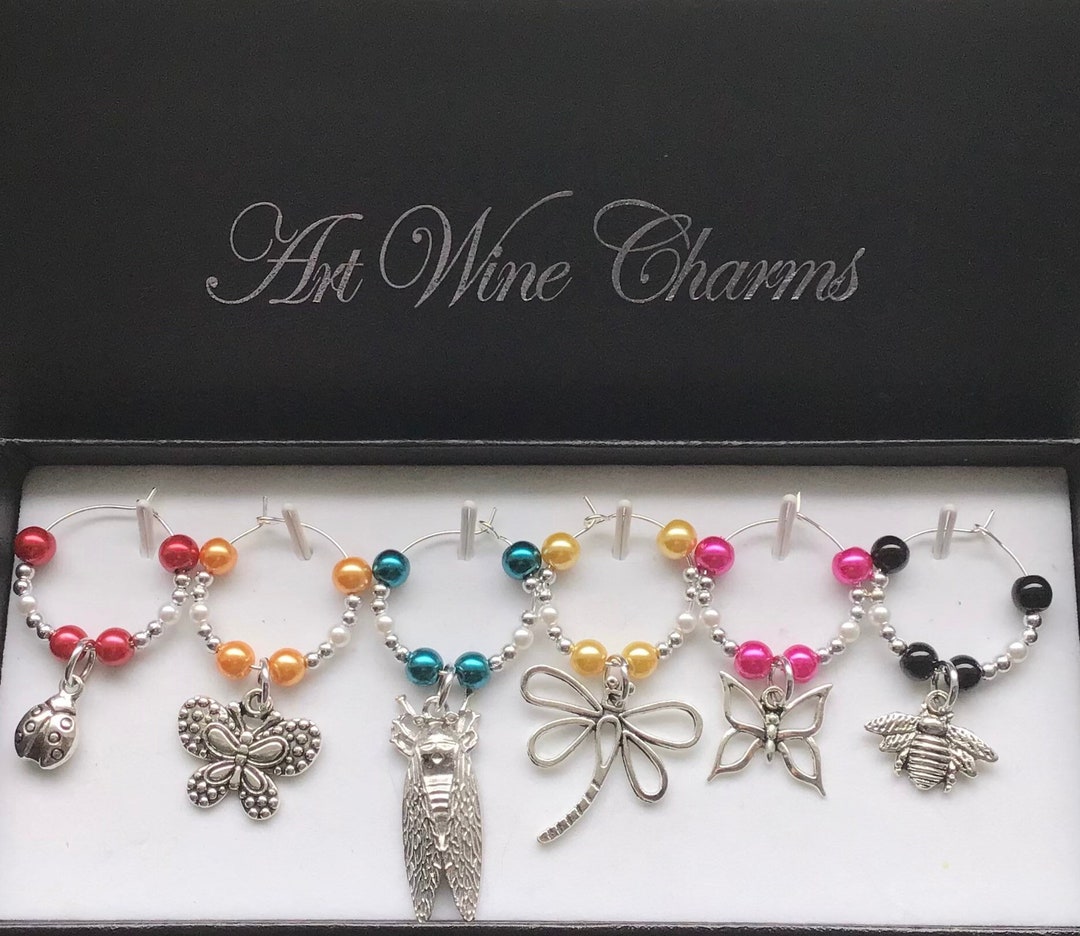 6 Insects Themed Wine Charms Insects Gift For Entomologist - Etsy Canada