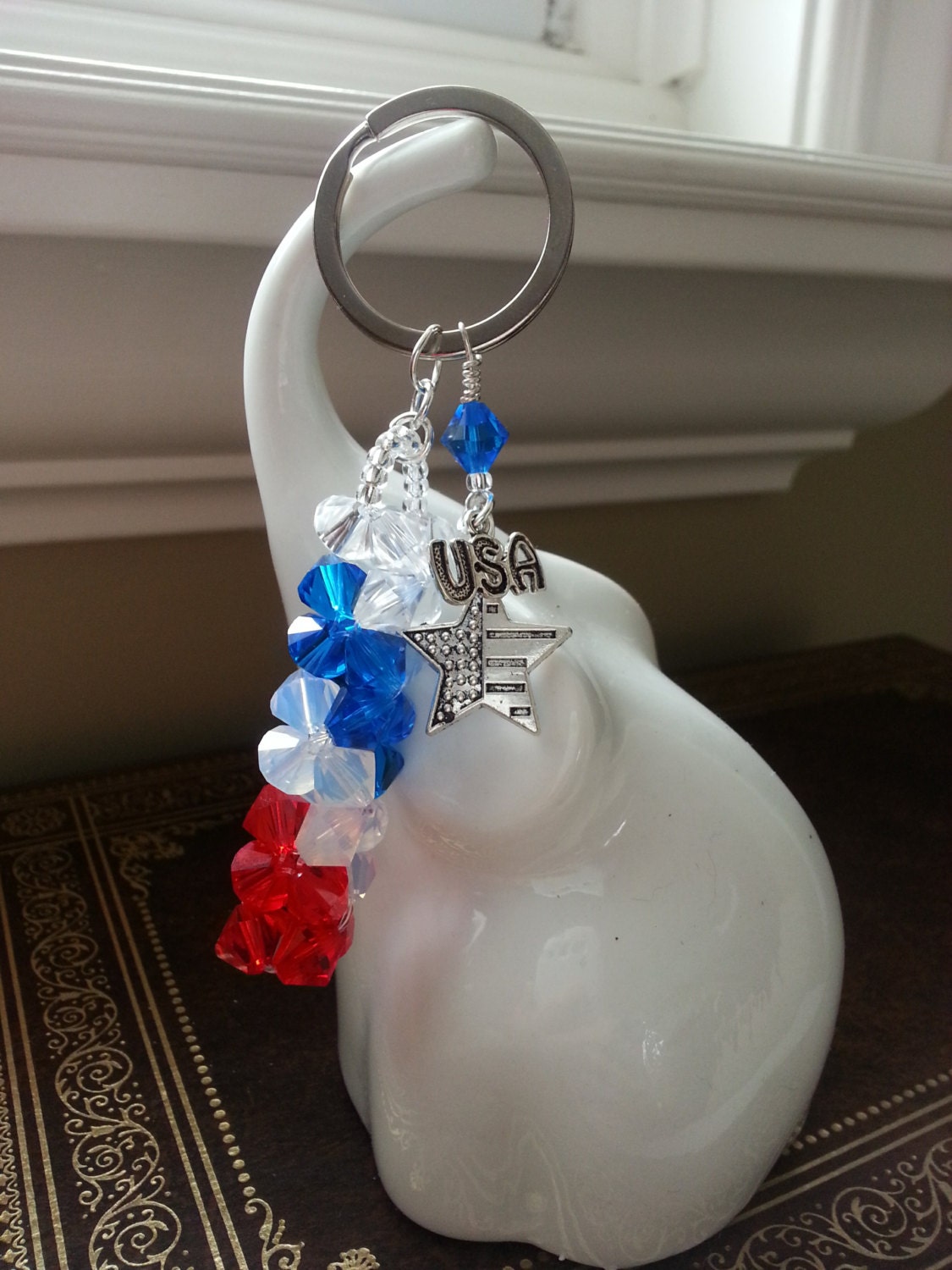 USA Crystal Keychain with Charms Memorial Day Patriotic | Etsy