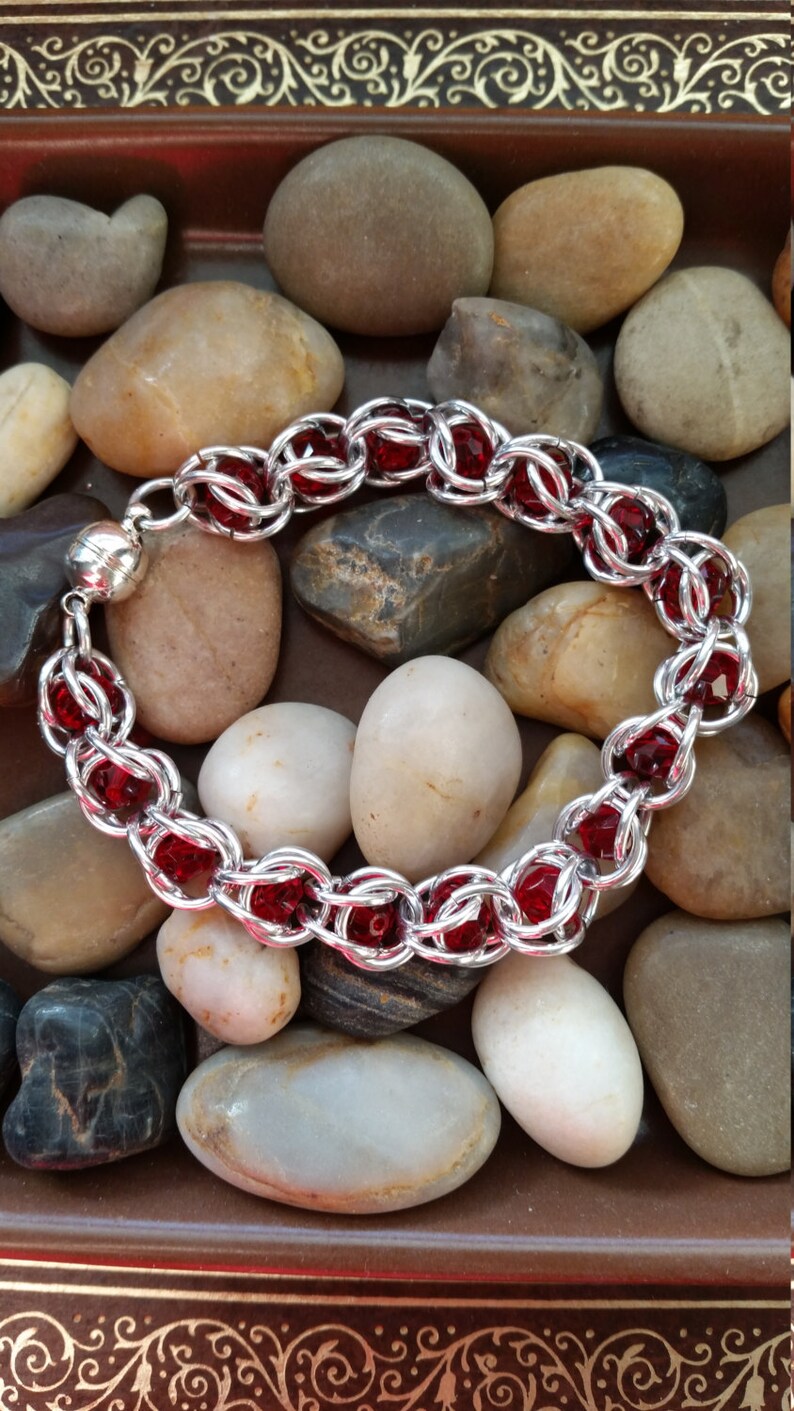 Red Siam Captive Bead Bracelet Caged Bead Bracelet Caged - Etsy Canada