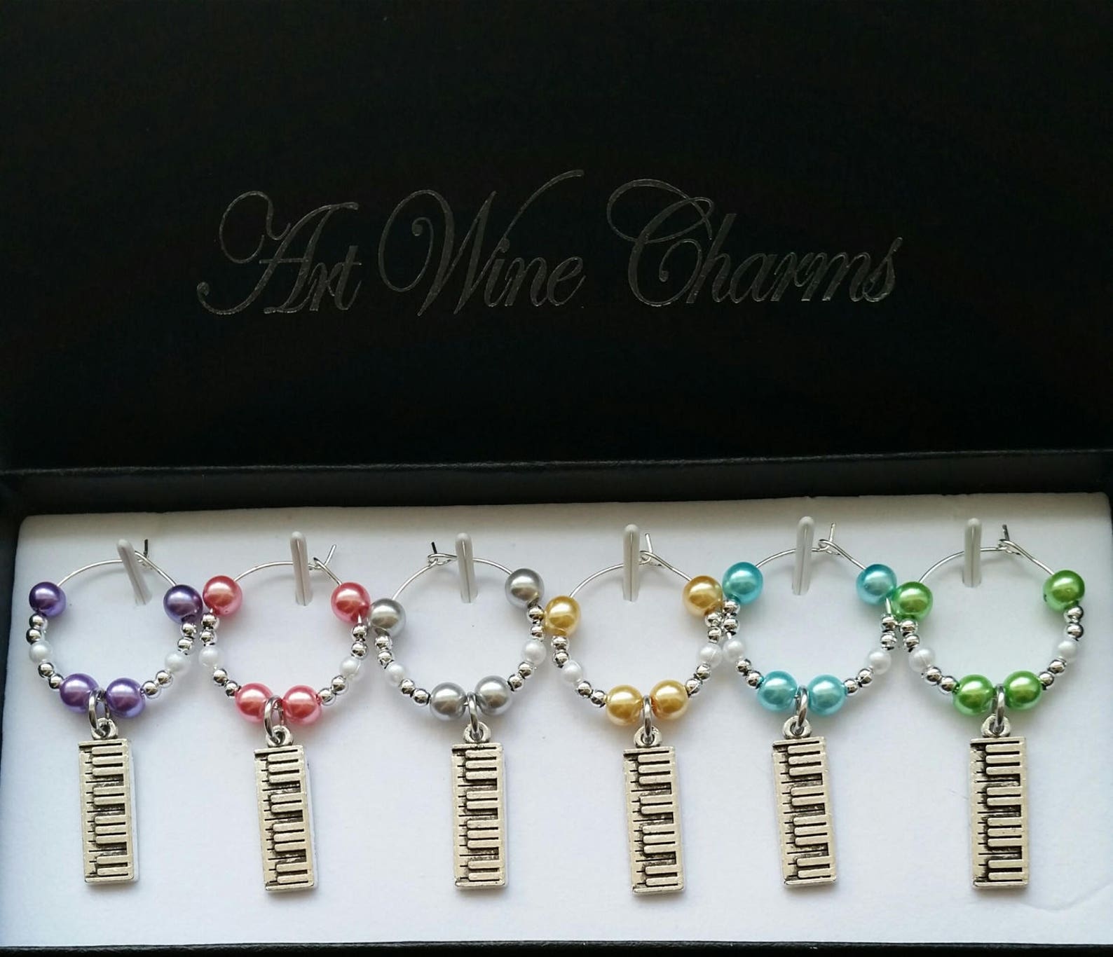 6 Keyboard Themed Wine Charms Music Keyboard Piano | Etsy