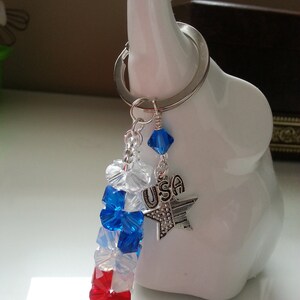 USA Crystal Keychain with Charms Memorial Day Patriotic | Etsy