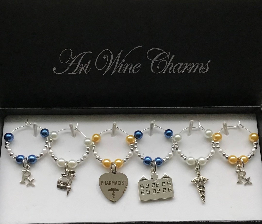 6 Pharmacist Themed Wine Charms, Medicine, Hospital, Thank You, Gift ...