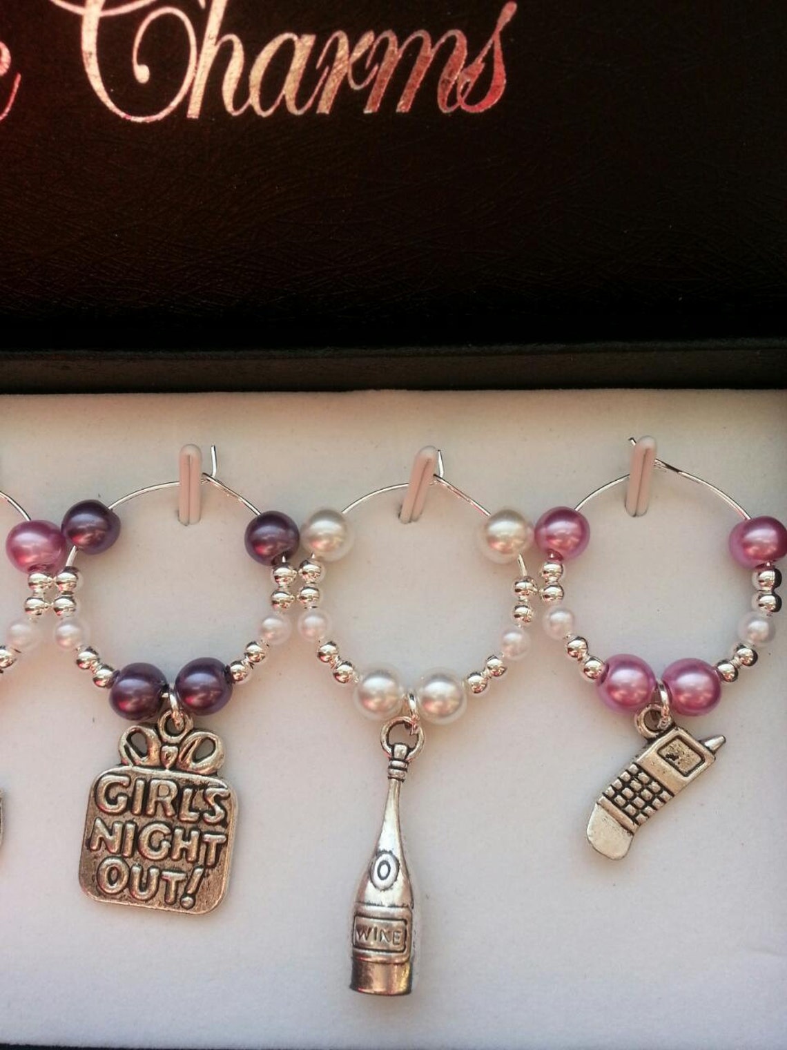 6 Girl's Night Out 1 themed Wine Charms Bachelorette | Etsy