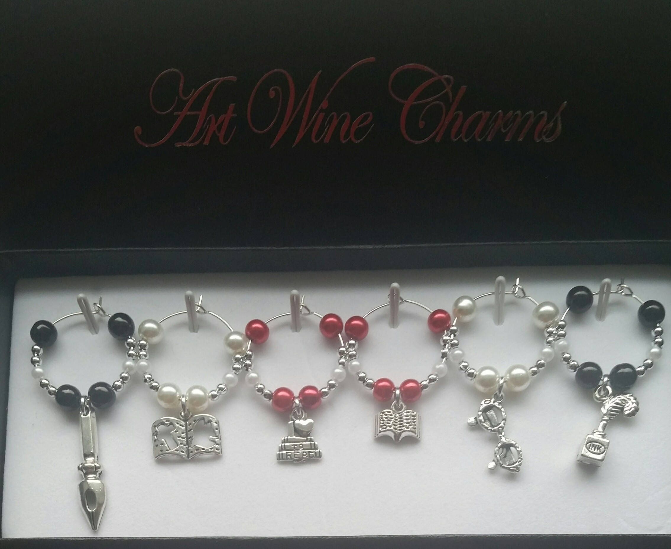 6 Love to Read Themed Wine Charms Writer Author Book Club - Etsy Canada