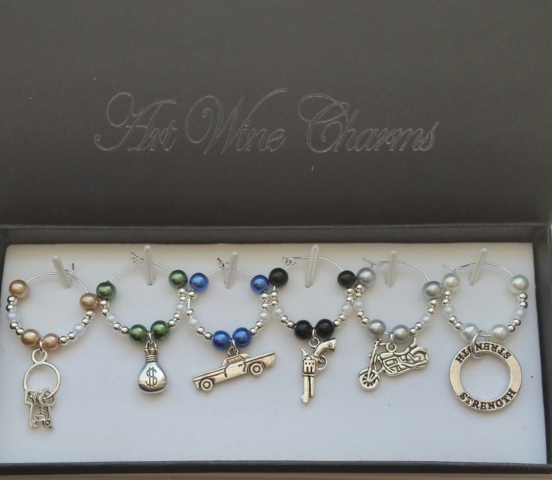 6 Police Themed Wine Charms, Sheriff, Thank You, Appreciation Gift ...