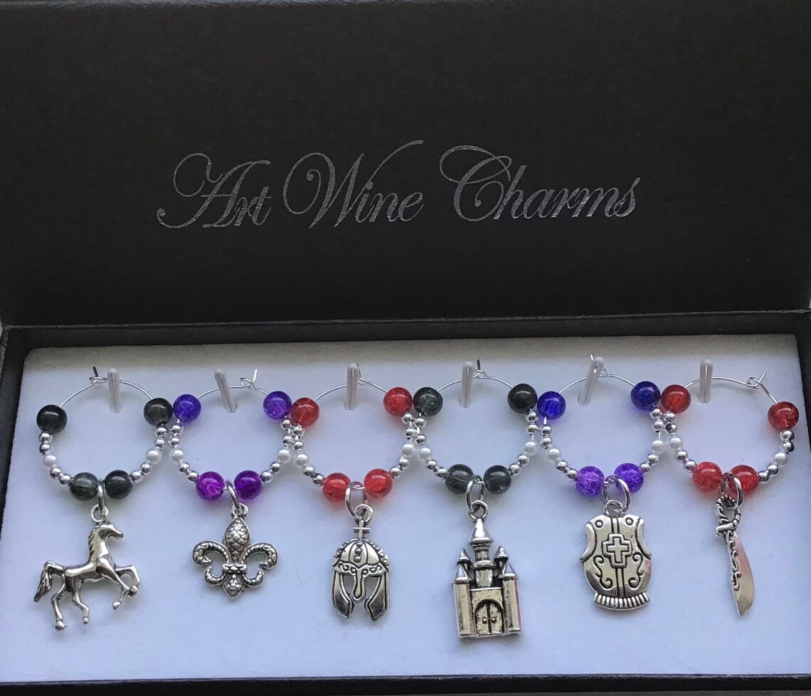 6 Medieval Themed Wine Charms Medieval Wine Charms Gothic - Etsy