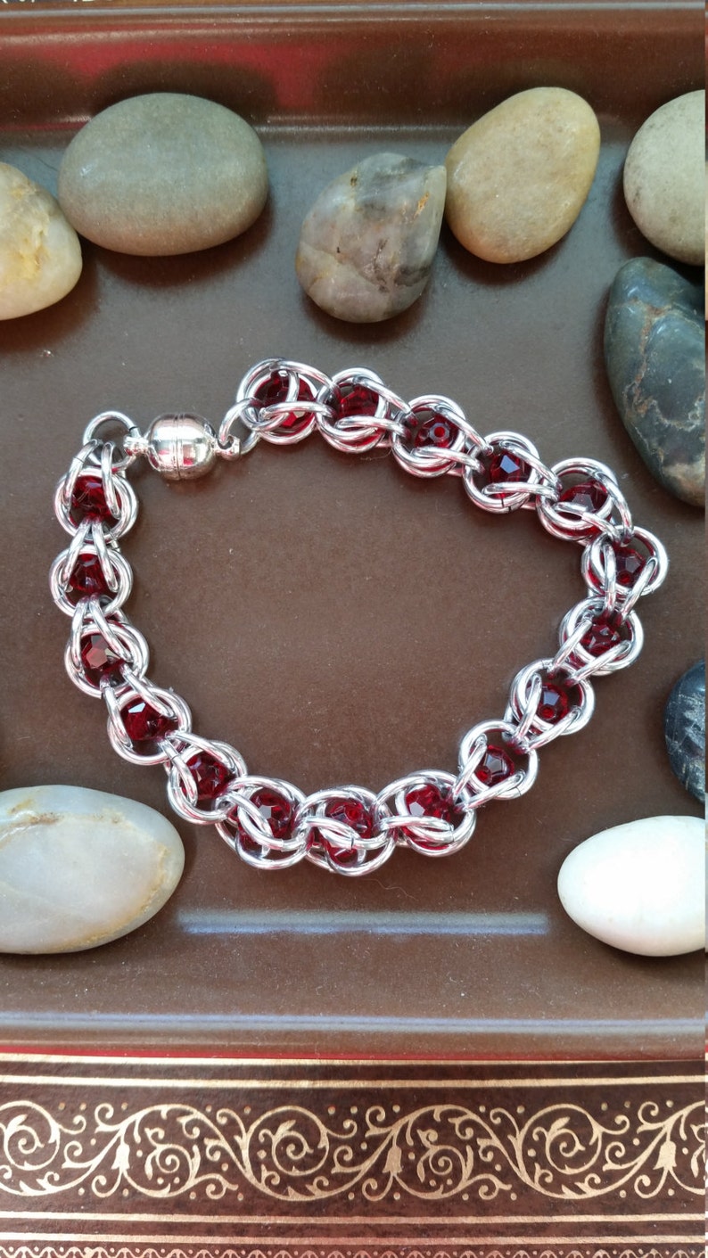 Red Siam Captive Bead Bracelet Caged Bead Bracelet Caged - Etsy Canada