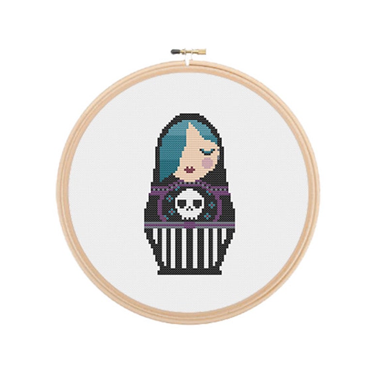 Punk Matryoshka modern cross stitch pattern PDF | Etsy