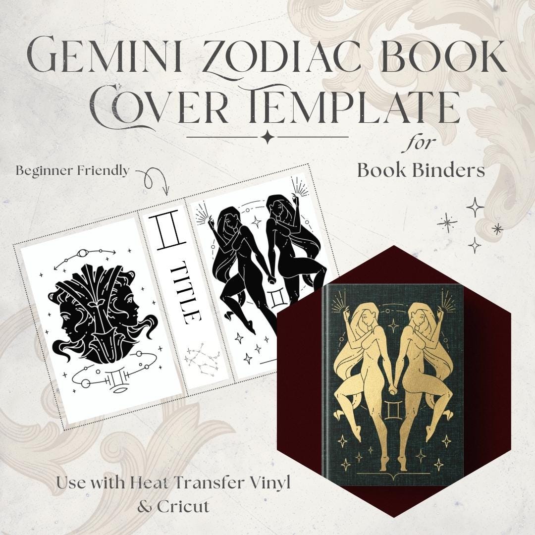 Gemini Journal Template Digital Download Zodiac Sign Book Cover Png ...