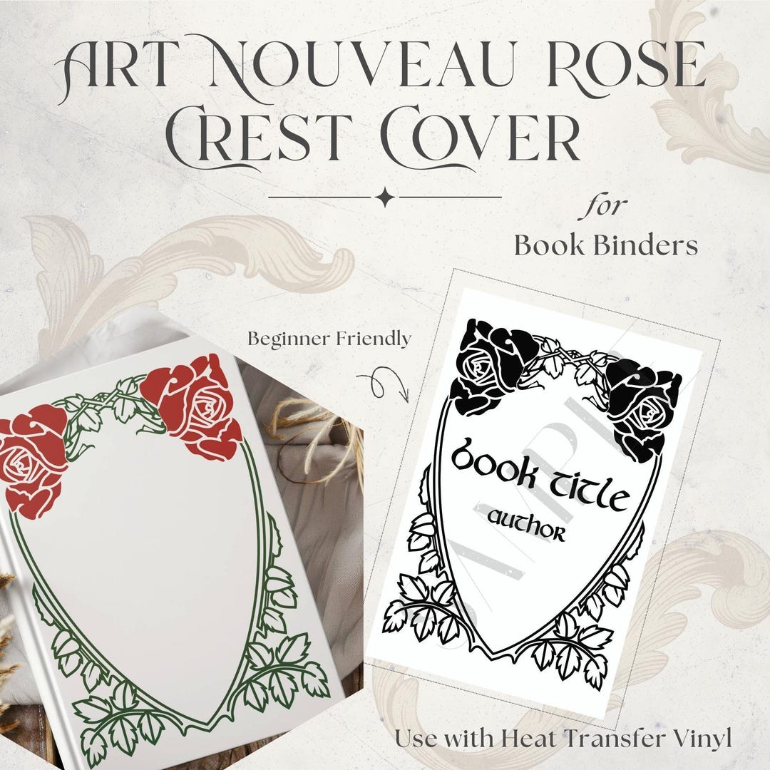 Book Cover Template Digital Design Art Nouveau Rose Crest Pattern ...