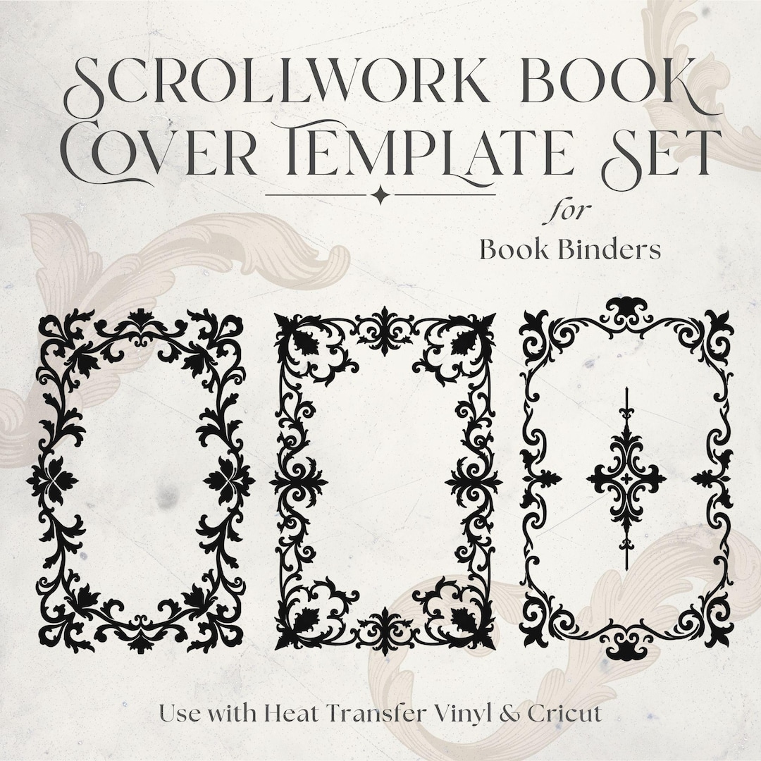 Scrollwork Book Cover Template Set Digital Download Vinyl Design ...